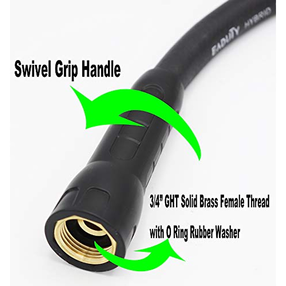 EADUTY Hybrid Garden Hose 5/8 IN. x 25 FT, Heavy Duty, Lightweight, Flexible with Swivel Grip Handle and Solid Brass Fittings
