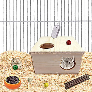Tfwadmx Multi-Chamber Hamster House Maze Multi-Room Pine Wooden Hideouts Resting Platform Hut Exploring Tunnel Toys Habitats Decor for Mice, Gerbils, Gerbils, Mouse, Lemmings and Other Small Rodents