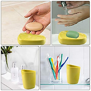 Beavorty Bathroom Accessories Set 4Pcs Acrylic Soap Dish Toothbrush Holder Tumbler Lotion Shampoo Dispenser for Farmhouse Bathroom Decor Green