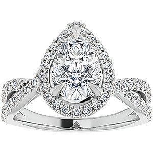 Sparkx Diamond 3.00 CT Pear Shaped Moissanite Engagement Ring, Halo Anniversary Ring, Twisted Vintage Promise Wedding Ring, 925 Sterling Silver Gift For Her (8)