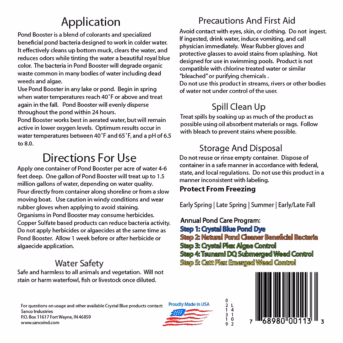 Crystal Blue Pond Booster - Crystal Blue Pond Dye & Natural Pond Cleaner Combo - Treats up to 1 Acre - Crystal Blue Water While Reducing Muck & Sludge - 1 Gallon