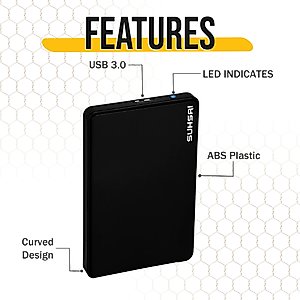 SUHSAI Portable External Hard Drive 1TB USB 3.0 Slim Pocket Size Hardisk Gaming Harddrive Storage and Data Backup Memory Extended 2.5" HDD for Xbox PS4 PS3 PC Games Mac Laptop Desktop (Black)