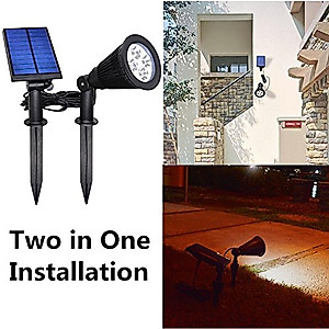 YINGHAO Solar Spot lights Outdoor Waterproof, Solar Lights Outdoor Separated LED Spotlight with 10ft Cord, Auto On/Off Landscape Lighting Ground Wall Light for Yard Garden Flag Pole Pathway Cool White