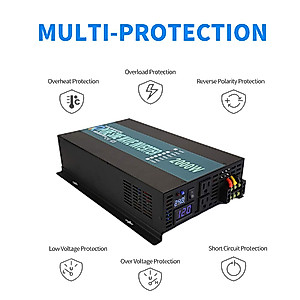 WZRELB 2000W 36V 120V Pure Sine Wave Power Inverter with 2 AC Outlets,Car Inverter (RBP-200036)