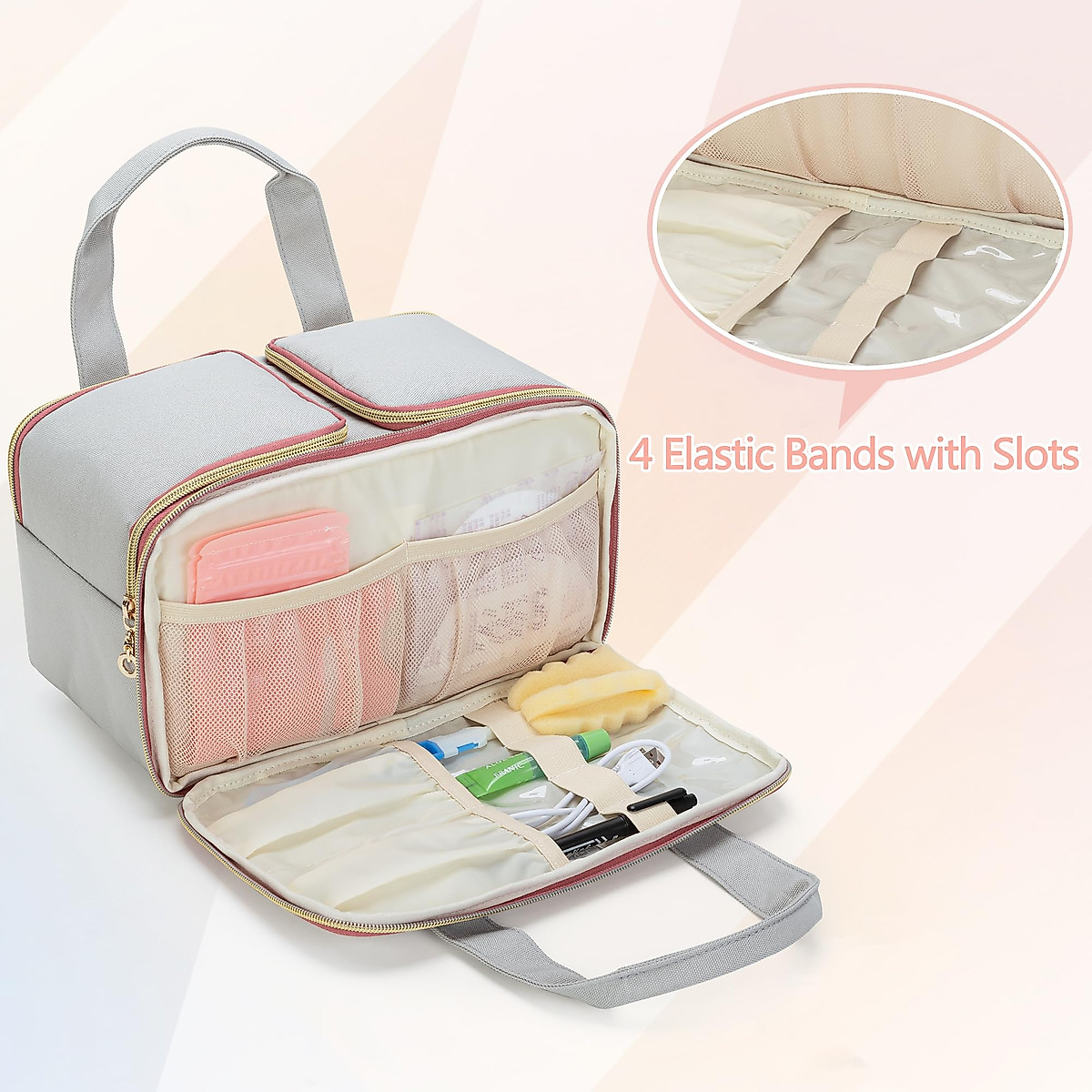 Damero Wearable Breast Pump Bag Compatible with Elvie Breast Pump and Most Medela Electronic Pumps, Tote Bag for Wearable Breast Pump, Pump Parts and Ice Pack, Patent Design