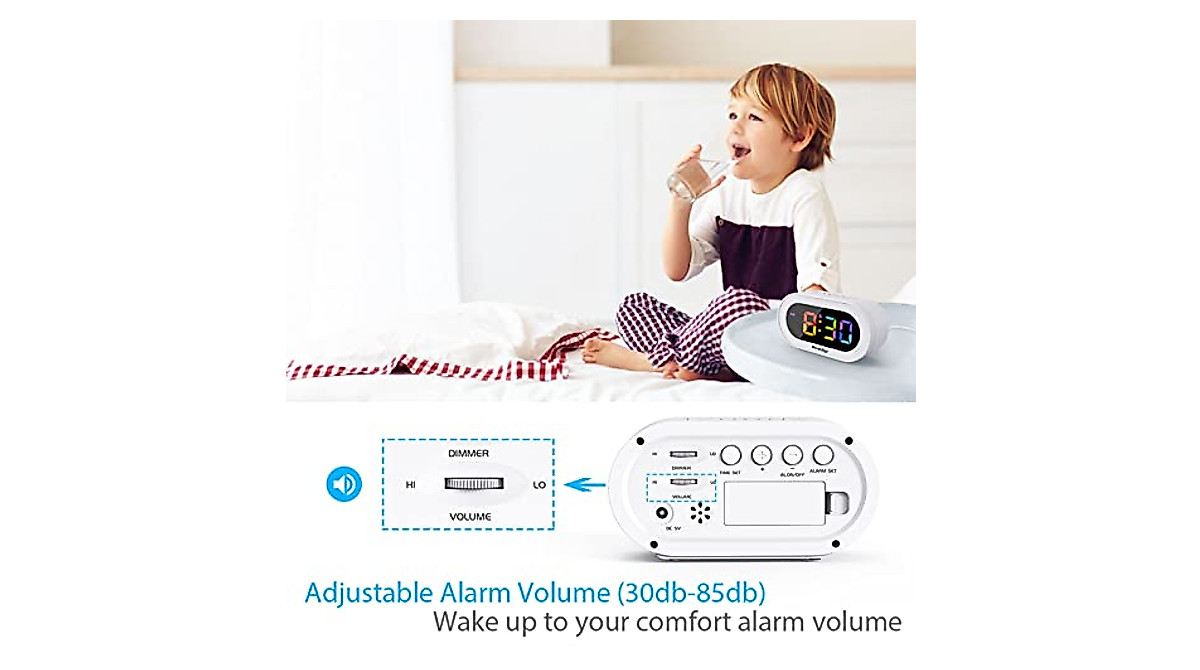 REACHER LED Digital Alarm Clock with Brightness Dimming & Snooze