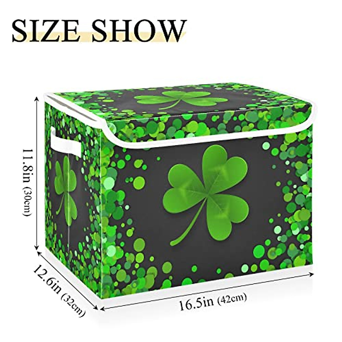 xigua St. Patrick's Day Storage Bins with Lids and Carrying Handle,Foldable Storage Boxes Organizer Containers Baskets Cube with Cover for Home Bedroom Closet Office Nursery