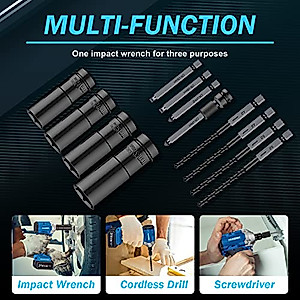 Huoeren Electric Cordless Impact Wrench 1/2 Inch,480Ft-lbs(650N.m) High Torque Battery Impact Wrench,21V Brushless Impact Gun Set with 2x4.0Ah Battery,4 Sockets,4 Drills and 4 Screws for Car & Home