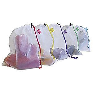 BahrEco Reusable Produce Bags - Premium Washable Mesh Bags for Grocery Shopping & Storage of Fruit Vegetable & Garden Produce - Eco Friendly Net Bags