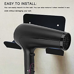 Jeanoko Hair Blow Dryer Holder, Wall Mounted Easy to Hair Dryer Rack for Washroom(Black)