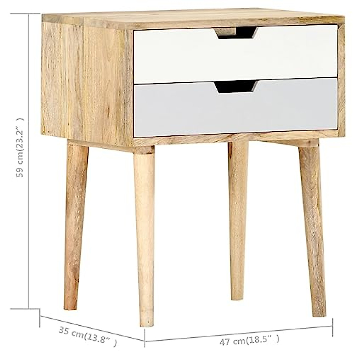 Side Table with Drawers, Furniture Small Space, Modern nightstand end Table, Bedside Cabinet 18.5"x13.8"x23.2" Solid Mango Wood Suitable for Living Room, Bedroom Bedside.
