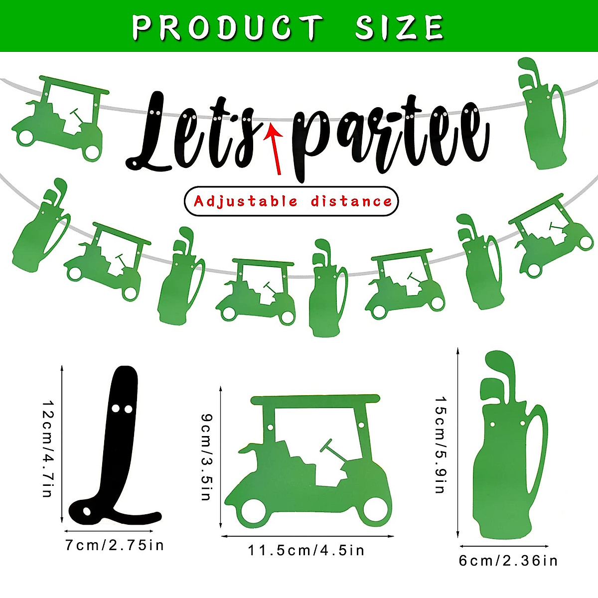 Ahzemepinyo Golf Themed Banner Garland Let's Par-Tee Banner Golf-Themed Birthday Party Decoration for Golf Par-Tee Time Birthday Baby Shower Decoration