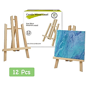 CONDA 12 Pack 11.8" Tabletop Easel, Portable A-Frame Tripod Tabletop Easel Set for Painting Party & Displaying Canvases, Photos, Display Tripod Holder Stand for Students Kids Beginners