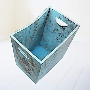Honest Wood Trash Can,Rustic Farmhouse Style Wastebasket Bin with Handle for Living Room,Bedroom,Bathroom,Kitchen,Office(Blue)