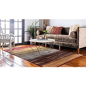 Unique Loom Barista Collection Modern, Abstract, Stripes, Gradient, Urban, Rustic, Warm Colors Area Rug, 4 x 6 ft, Beige/Brown