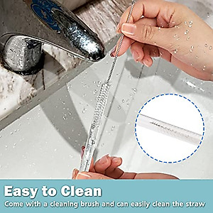 XANGNIER Replacement Straws for Stanley 40 oz Tumbler,6 Pack Clear Plastic Straws with Cleaning Brush Compatible with Stanley Adventure Quencher Travel,Long Straws for Stanley Cup Accessories