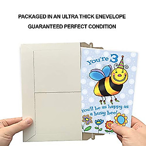 Happy 3rd(Third) Birthday Greeting Card For Boy or Girl | Made in America | Eco-Friendly | Thick Card Stock with Premium Envelope 5in x 7.75in | Packaged in Protective Mailer | Prime Greetings