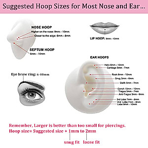 REDNITY 18G Hinged Nose Ring Hoop Surgical Steel, 18 Gauge Septum Clicker Cartilage Earrings with Clear CZ, Silver, 7mm