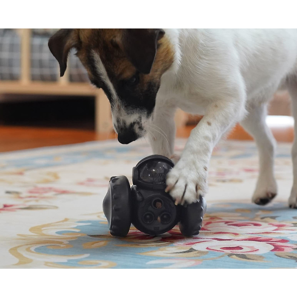 for Small Dry Treat Dog Food Toy Interactive, Robot Food Dispensor Treat Toy, Interactive Cat Treat Toy, Dog Food Puzzle Feeder, Slow Feeder Cat Treat Puzzle Toys for Small Medium Dogs/Cats (Black)