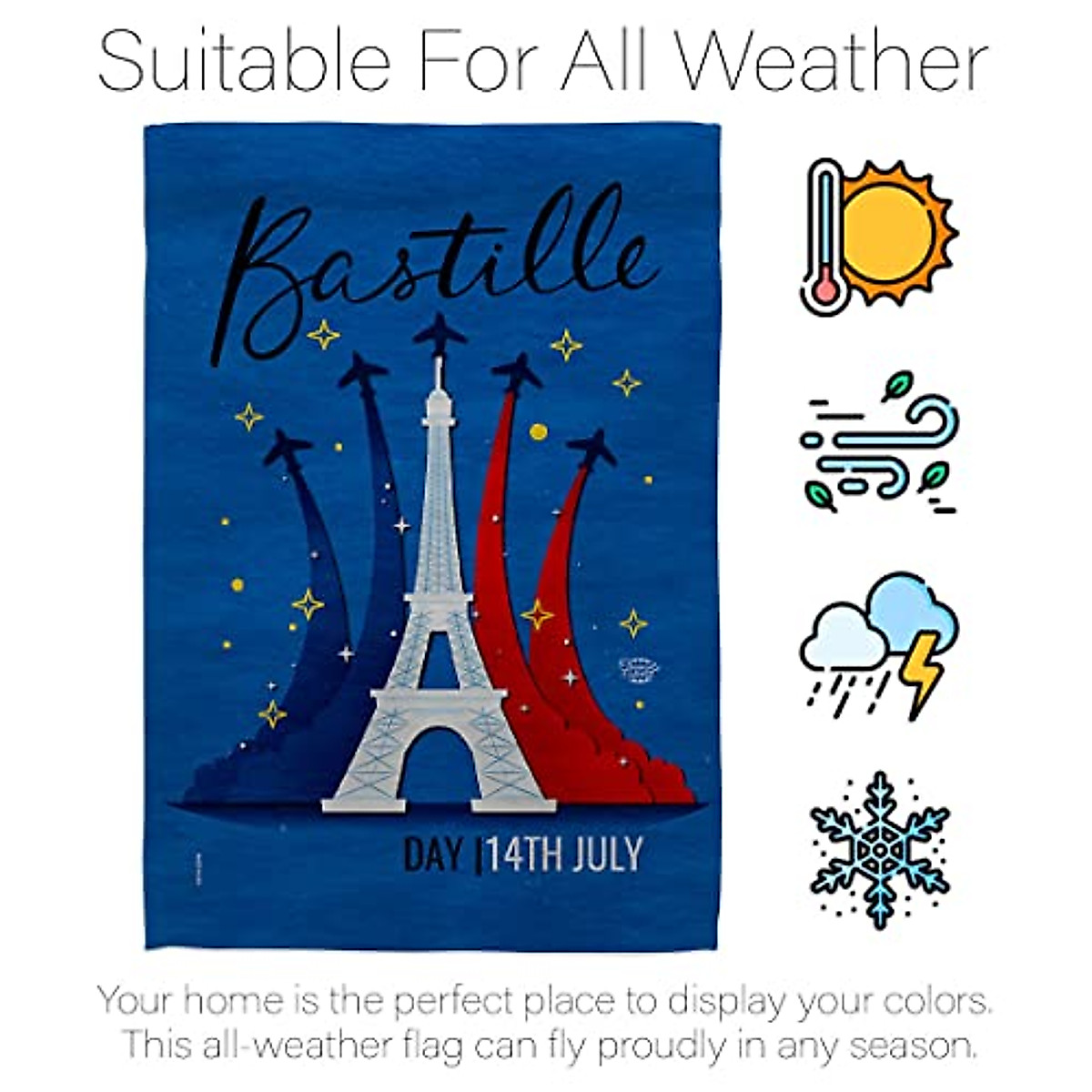 Ornament Collection Bastille 14th July Garden Flag Set Wood Dowel Regional Day French National CelebrationFrance Country House Decoration Banner Small Yard Gift Double-Sided, Made in USA