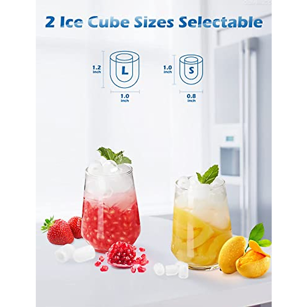 Freezimer DreamiceX1| Ice Makers Countertop Self-Cleaning, Portable Ice Maker Machine Countertop, 9 Cubes Ready in 7-10 Mins, 2 Size Ice Cubes Bullet Ice Machine | 33lbs/24h Silver