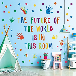DECOWALL DS8-8050 Handprint Quotes Wall Stickers Decals Baby Art Hand Ink Inspirational Nursery Paint Classroom Gifts DIY Motivational Kids décor Girls Room Vinyl Door Sunday School Alphabet Posters