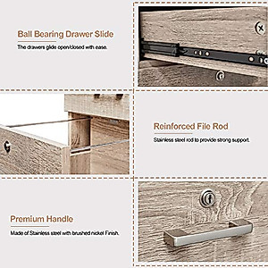 Bonnlo Upgraded 3-Drawer Rolling Wood File Cabinet with Lock, Mobile Filing Cabinet for Home Office, Under Desk File Cabinet for Hanging Letter Size Documents, Assembly Required, Oak, 26” H