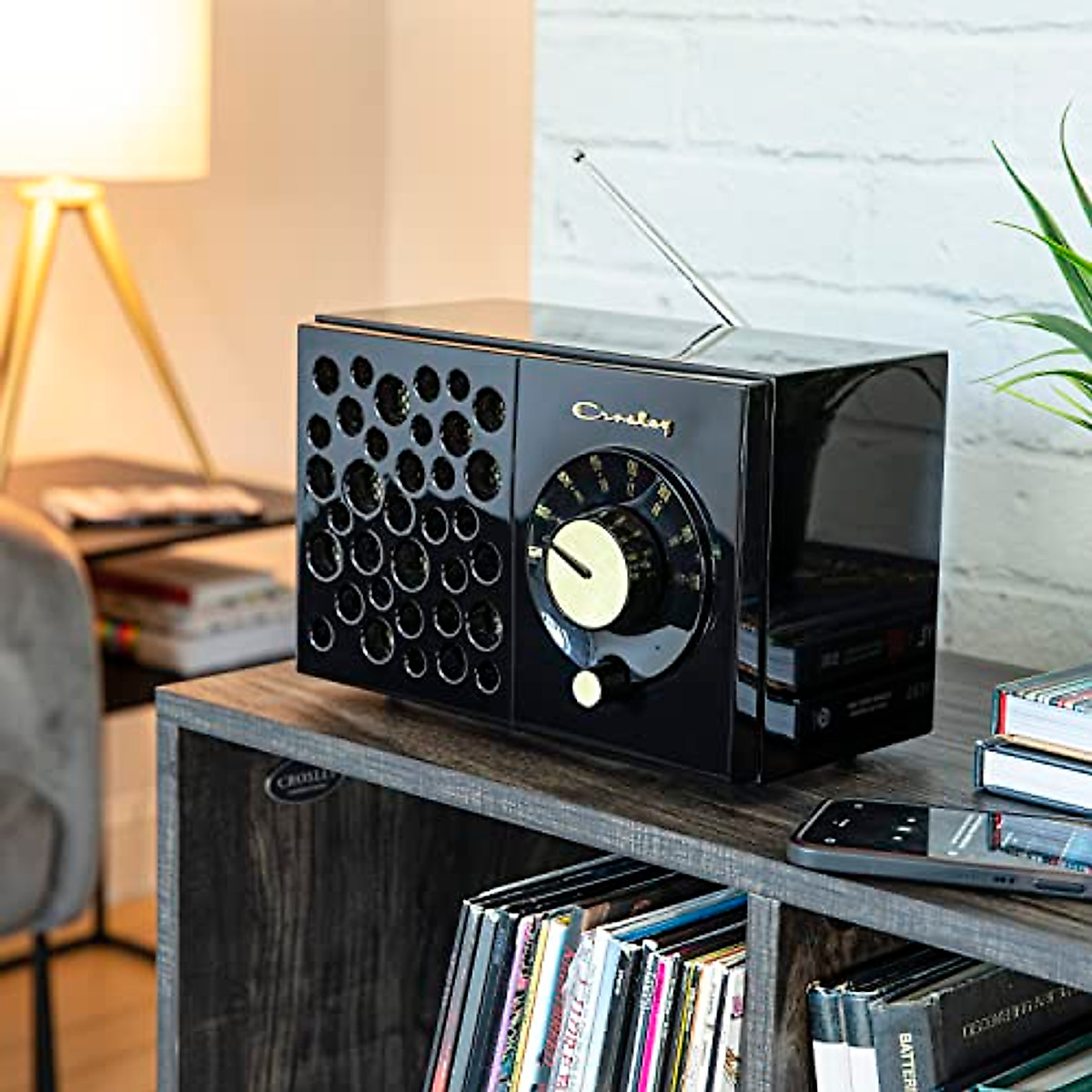 Crosley CR3042A-BK Maverick Portable AM/FM Radio with Bluetooth Receiver, Black