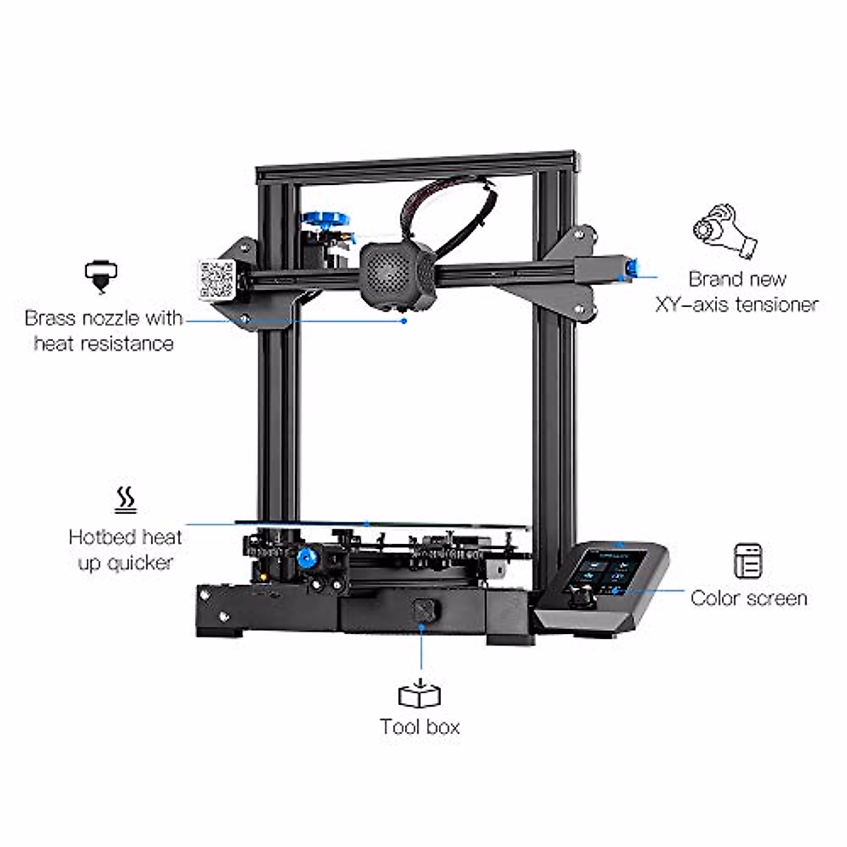 Official Creality Ender 3 V2 Upgraded 3D Printer with Silent Motherboard Branded Power Supply Carborundum Glass Platform Resume Printing Function, DIY FDM 3D Printers Build Size 8.66x8.66x9.84 inch