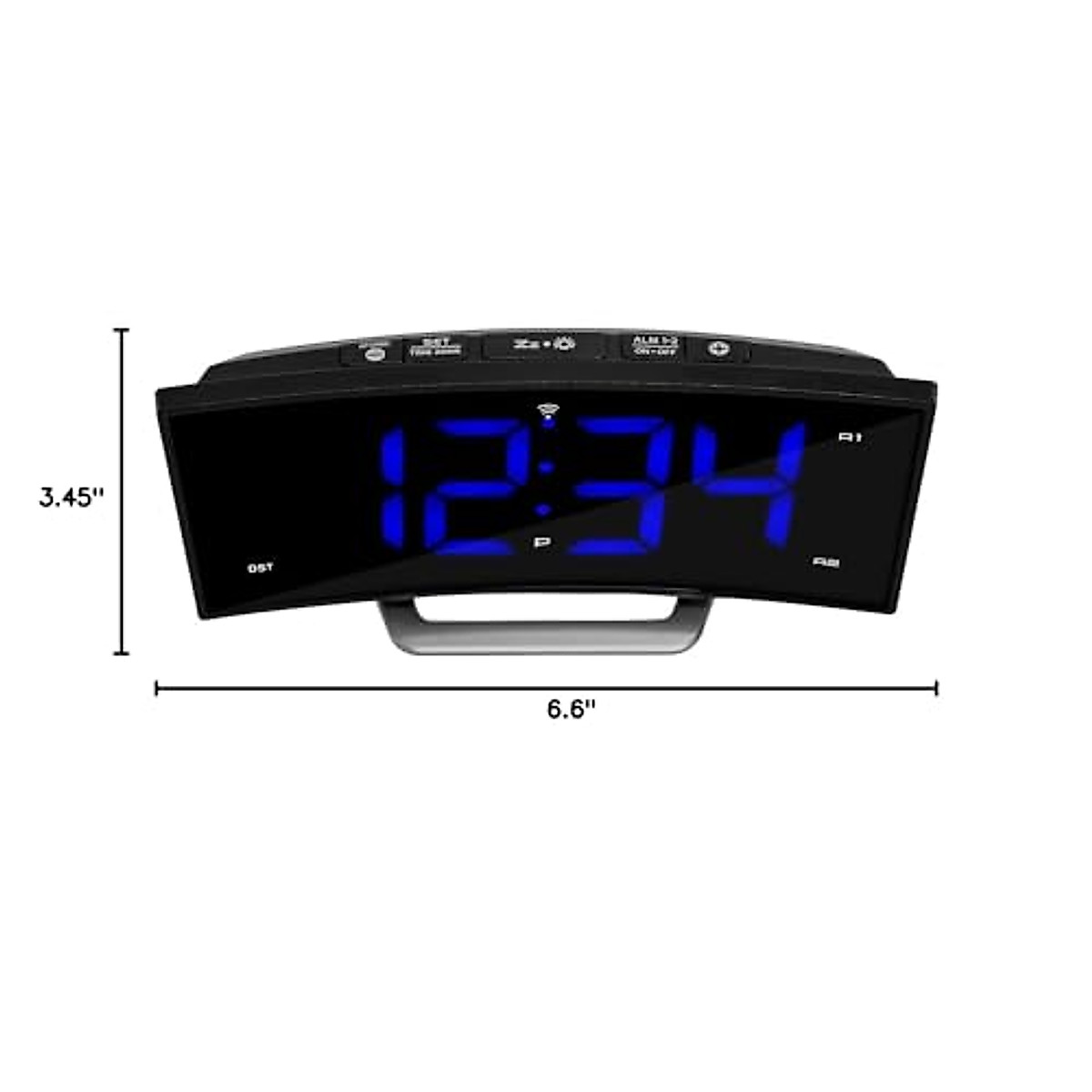La Crosse Technology Curved Blue LED Atomic Dual Alarm Clock, 1.8 Inch (617-249)