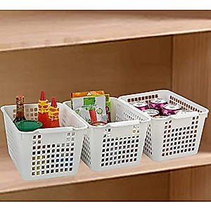 Fiazony 6-Pack White Plastic Storage Basket, Office Storage Baskets