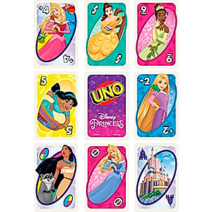 Mattel Games UNO Disney Princesses Card Game for Kids & Family, Themed Deck & Special Rule, 2-10 Players