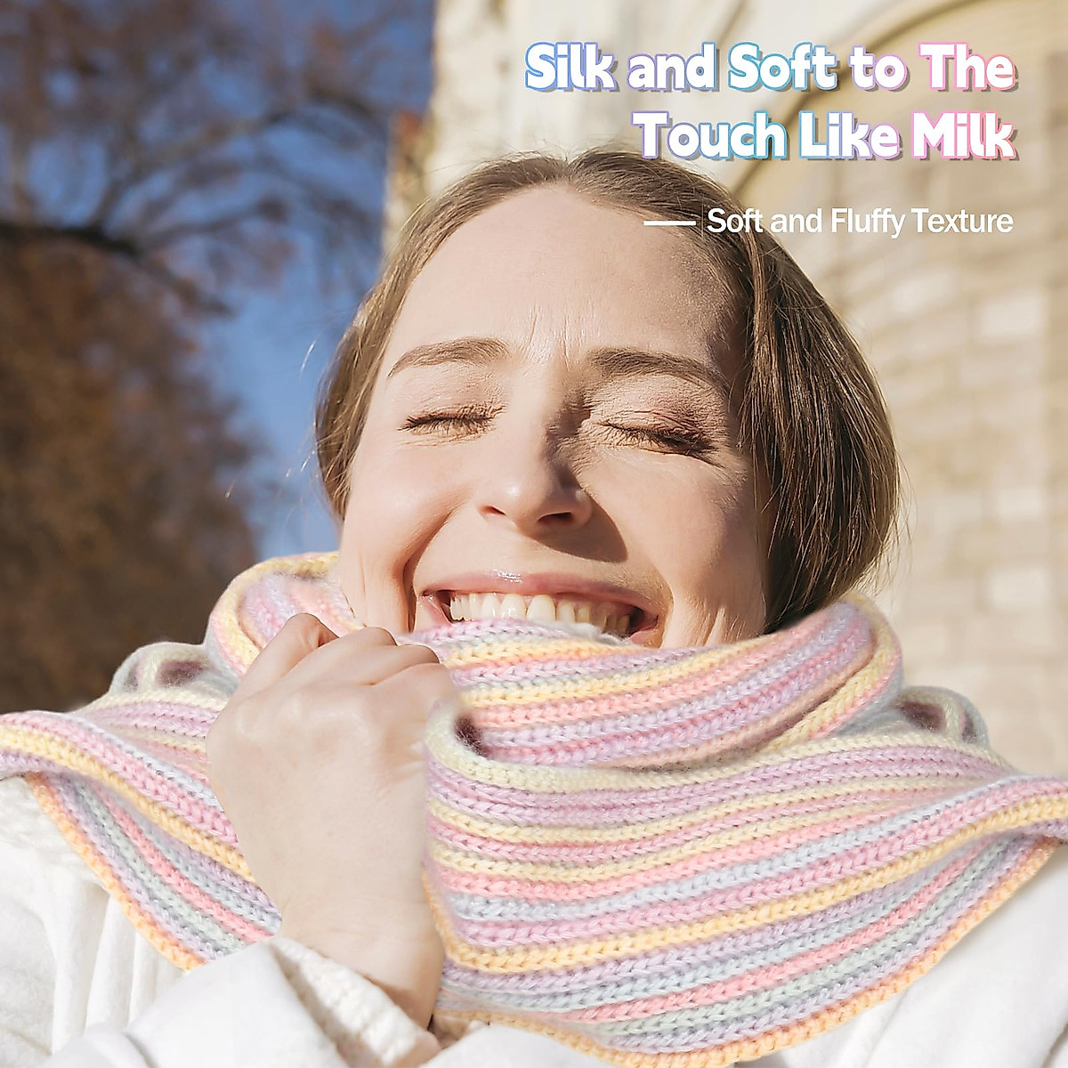 Katech Ombré Flower Yarn for Crocheting Knitting-Gradient Cake Yarn-4x100g 60% Cotton 30% Acrylic 10% Wool-Perfect for Scarves, Shawls, Blankets, and Garments That Stand Out with Style(A)