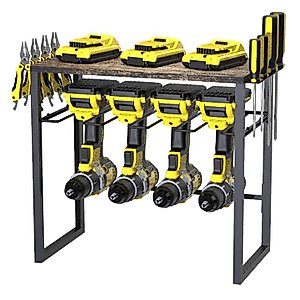 melos Tool Storage Holder, Wall Mount Style for Power Tool Drill as Heavy Duty Tool Shelf & Tool Rack with Compact Design