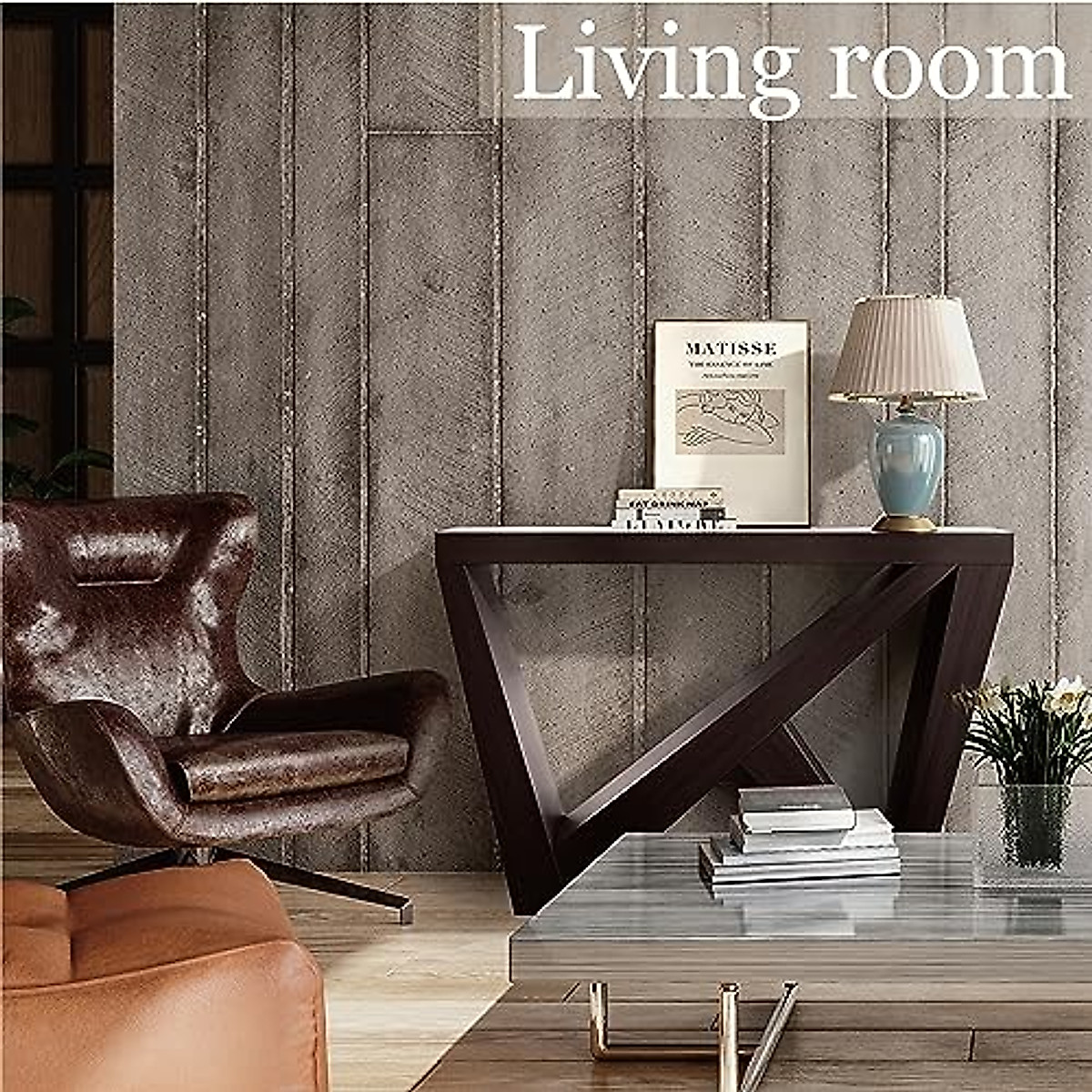 HOMES: Inside + Out Naomi Modern Decorative Accent Console with W-Shaped Legs, Narrow Desk, Wood Entryway Console Table for Living Room, Hallway, Entrance, Small Spaces, Cappuccino