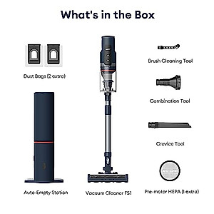 Ultenic FS1 Cordless Vacuum Cleaner with All-Around Station, 30Kpa Powerful Stick Vacuum, Max 60 Mins Runtime, Self Emptying with 3L Dust Bag, Vacuum Cleaners for Home, Hardwood Floors Carpet Pet Hair