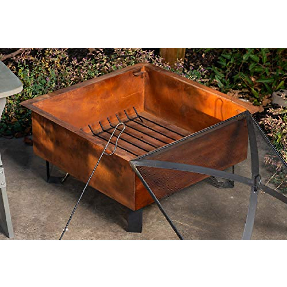 Bond Manufacturing 52119 Boxite 26" Square Wood Burning Steel Fire Pit, Rust