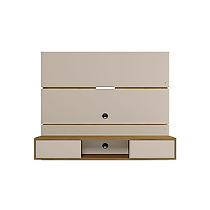 Manhattan Comfort Vernon 62" Floating Entertainment Center, Wall Mounted TV Stand for 55'' Television with Concealed & Open Storage, Hole for Cable Management, Off-White and Cinnamon