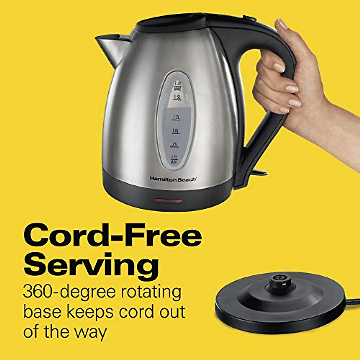 Hamilton Beach Electric Tea Kettle, Water Boiler & Heater, 1.7 L & 2 Slice Extra Wide Slot Toaster with Shade Selector, Toast Boost, Auto Shutoff, Black (22633)