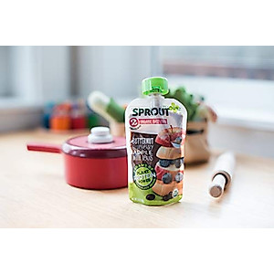 Sprout Organics, Stage 2 Variety Pack, Sweet Potato White Bean, Butternut Blueberry & Carrot Chickpea, 6+ Month Pouches, 3.5 oz (18-count) (Flavours May Vary)