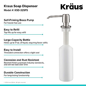 KRAUS Kitchen Soap and Lotion Dispenser in Spot Free Stainless Steel, KSD-32SFS