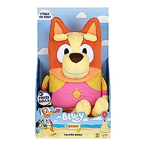 Bluey, Talking Beach Bingo. 13" Talking Plush Toy with 9 Phrases Bases Around The Episode Beach Theme Song