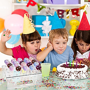 Jucoan 24 Pack Cake Push up Pop Containers and 20 Holes Push Pop Cake Stand, Reusable Cake Push Pop with Holder, Clear Acrylic Lollipop Display Stand for Weddings Baby Shower Birthday Christmas Party