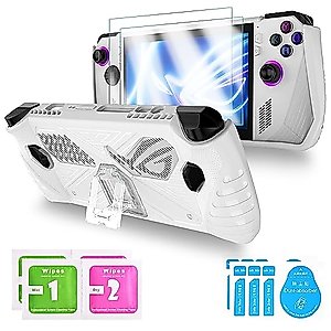 Protective Case for ASUS Rog Ally 7" 2023 with Kickstand -TPU,Flexible,Shockproof, Non-Slip, Anti Collision-2 *Screen Protectors (White)