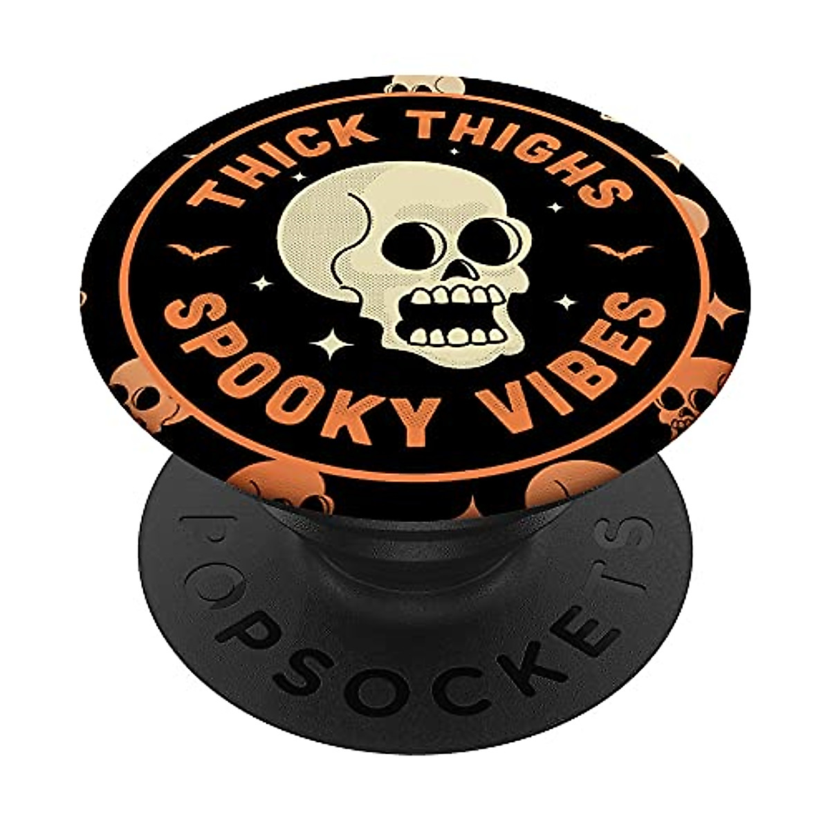 Thick Thighs Spooky Vibes Funny Halloween Skull PopSockets Swappable PopGrip