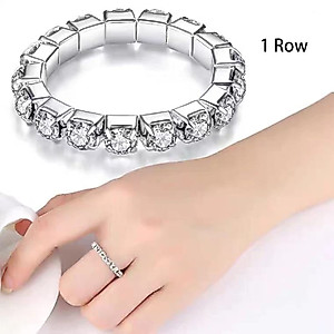 HLIN 12 Pcs Elastic Crystal Toe Ring Silver Rhinestone Accessories Body Jewelry