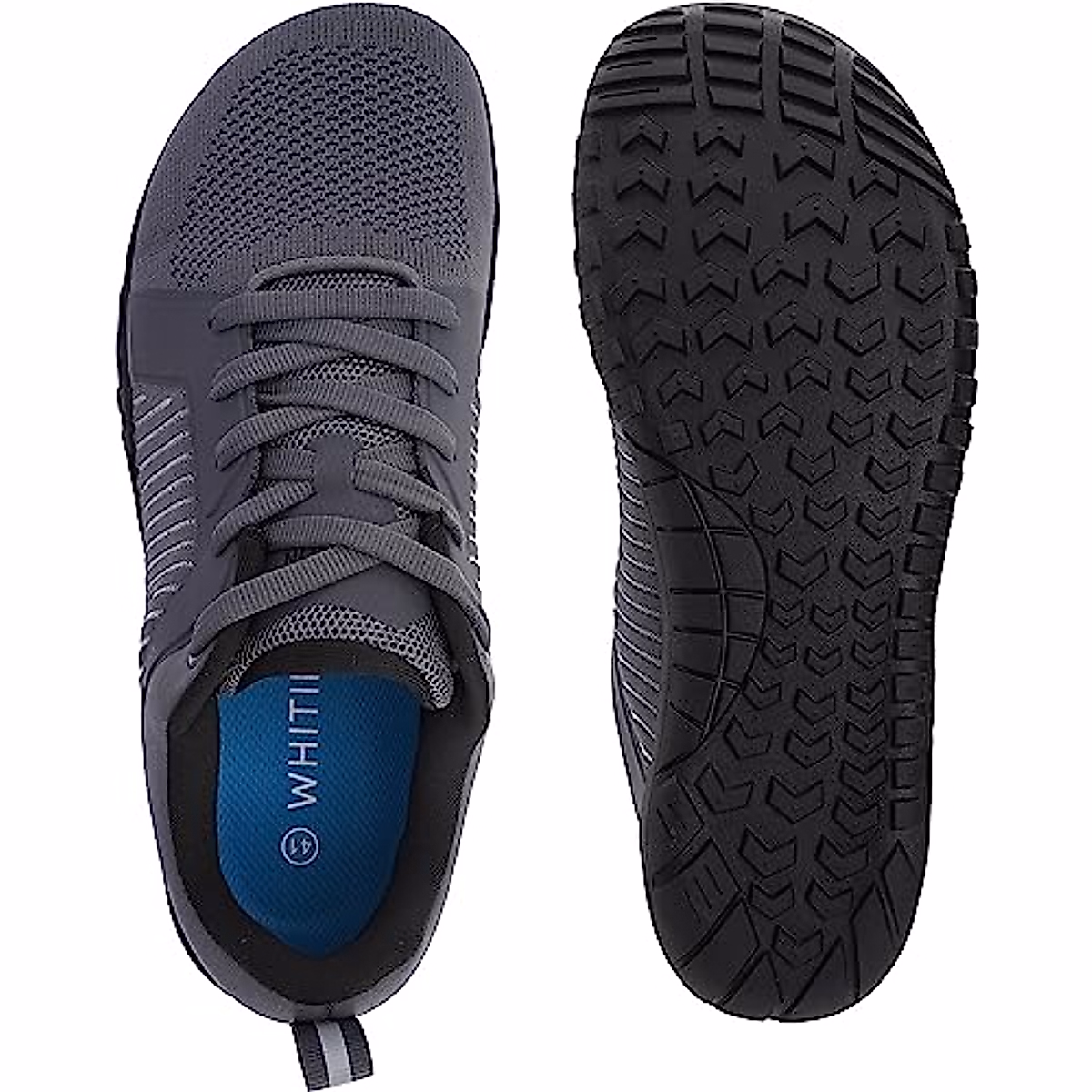 WHITIN Men's Trail Running Shoes Barefoot Minimalist Zero Drop Size Cross Training Walking Fitness Lightweight Outdoor Hiking Dark Grey 45