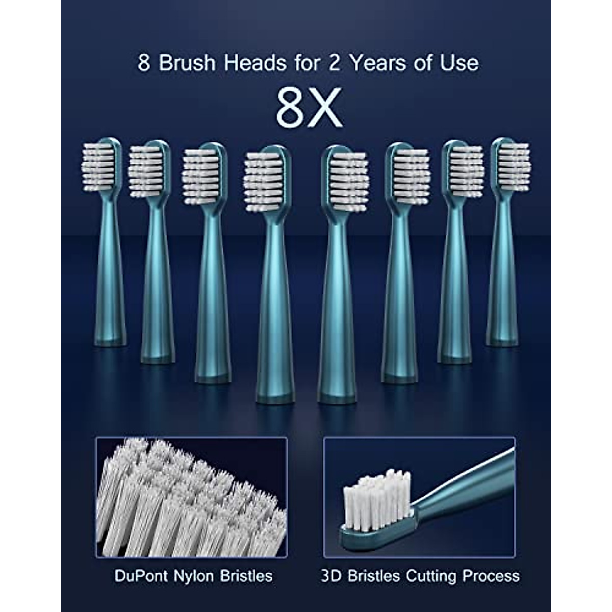 USB Rechargeable Sonic Electric Toothbrush for Adults, Powered Motor High Vibration Teeth & Gum Care, Soft Dupont Brush Heads, 2 Minutes Timer 5 Modes, Green