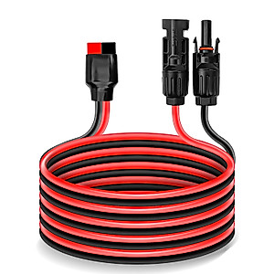 12Ft Solar Panel Charge Cable Fit for Anderson Adapter and Solar Connectors, 10AWG Charge Extension Cable for Portable Power Stations Solar Generators (Vertical Head)
