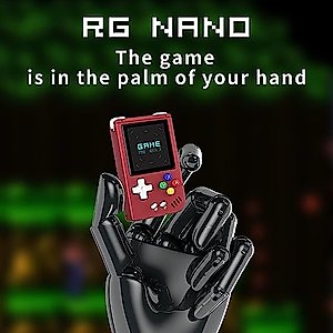 RG Nano Retro Handheld Game Console , Aluminum Alloy CNC Support Clock , Music Player Function 1.54 Inch IPS Screen 64G TF Card 5405 Game (Anbernic Rg Nano Red)